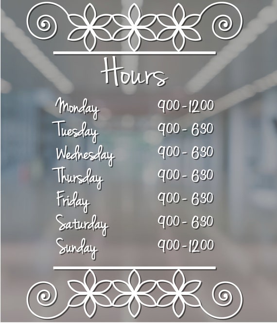 CUSTOM Store Hours Decal / Business Hours / Store Decal / | Etsy