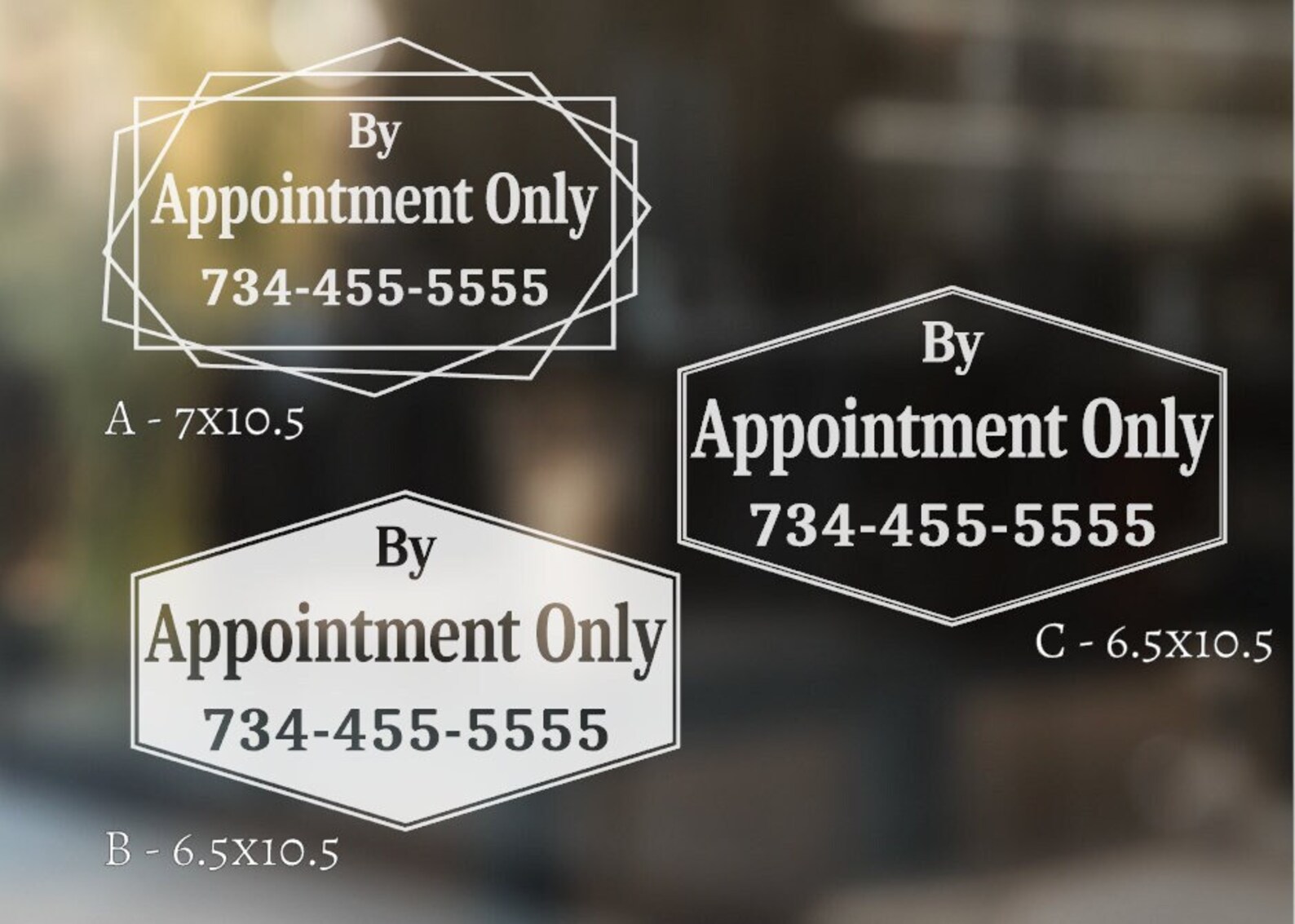 By Appointment Only Multiple Styles Window Decal Contact - Etsy