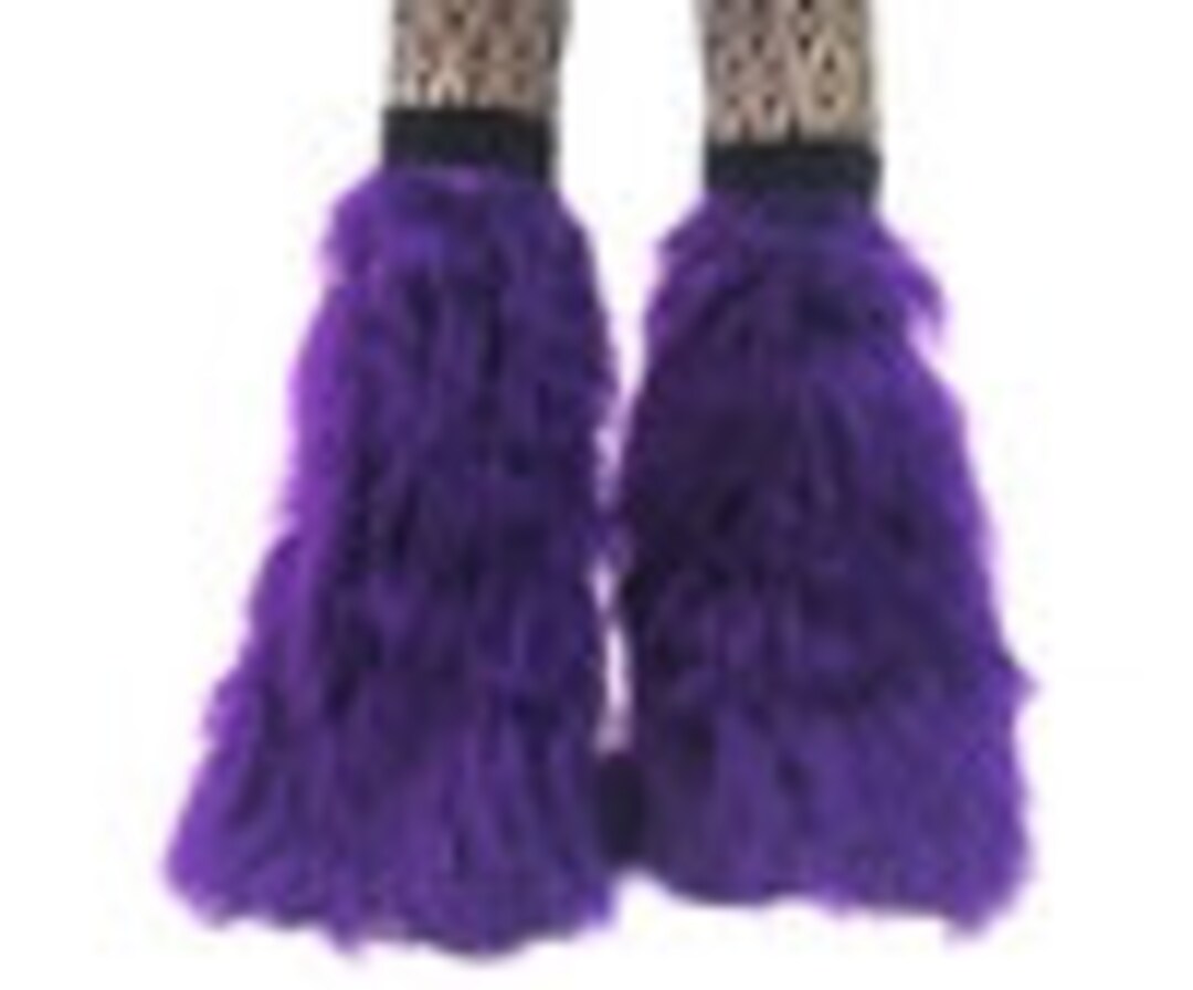 Purple Furry Fluffy Legwarmer Boot Cover Christmas Halloween Costume ...