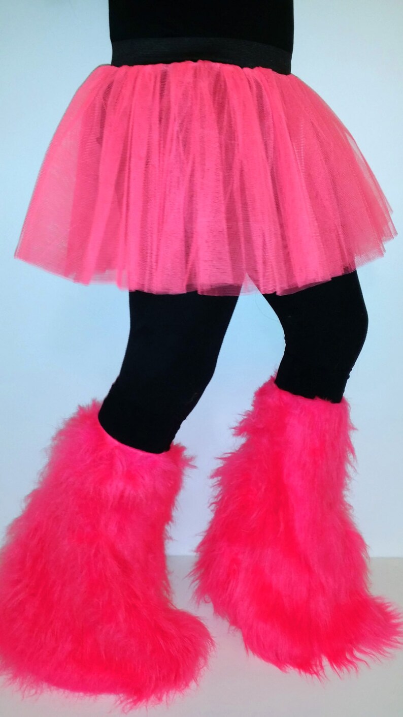 Uv Neon Hot Pink Fluffy Legwarmer Boot Cover And Basic Tutu Etsy