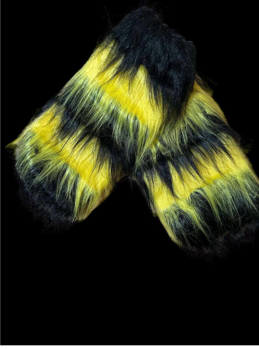 Yellow Black Tone Color Furry Fluffy Legwarmer Leg Warmer Boot Cover ...