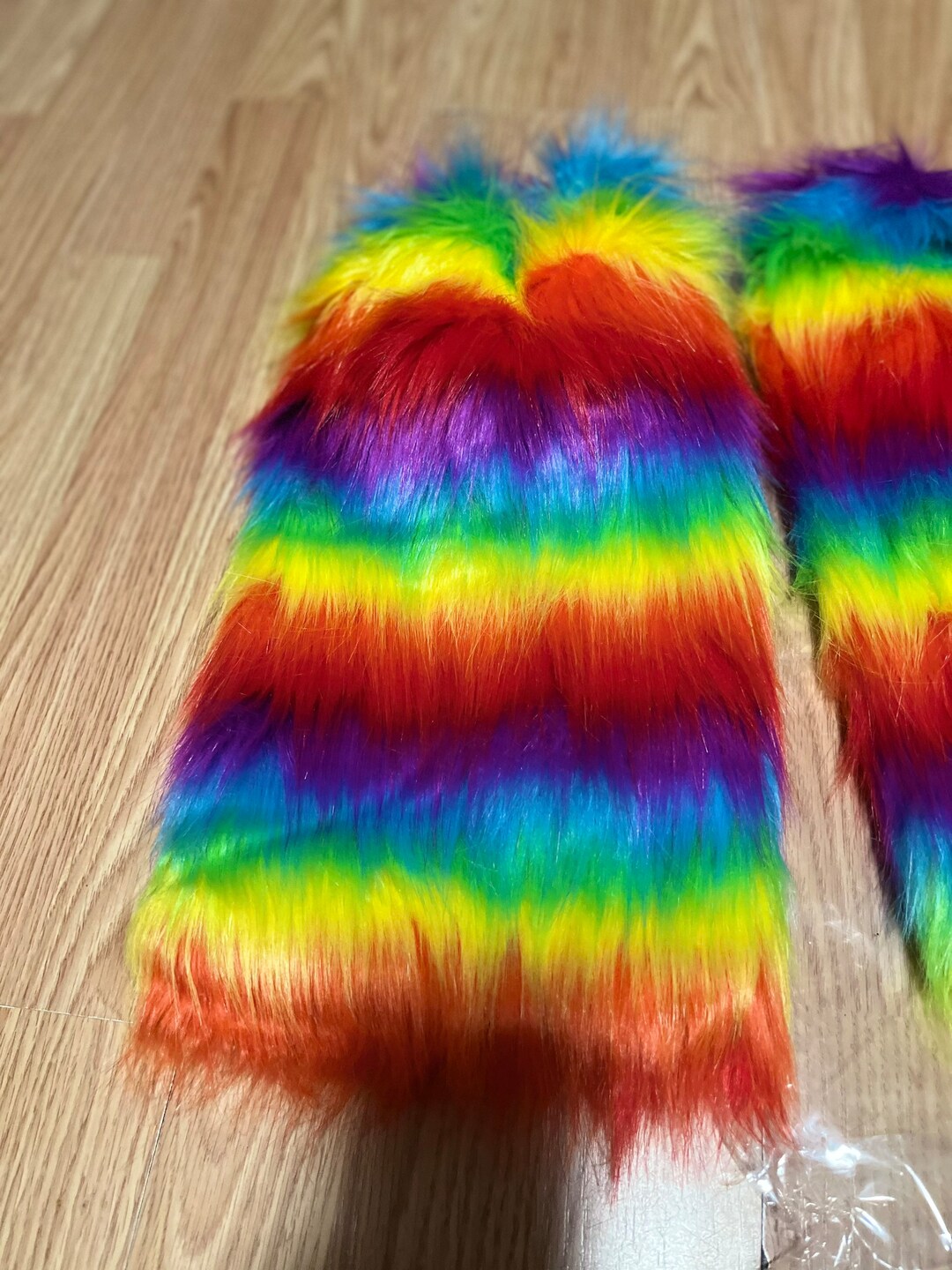 Uv Neon Multi Furry Fluffy Legwarmer Boot Cover Halloween Dance ...