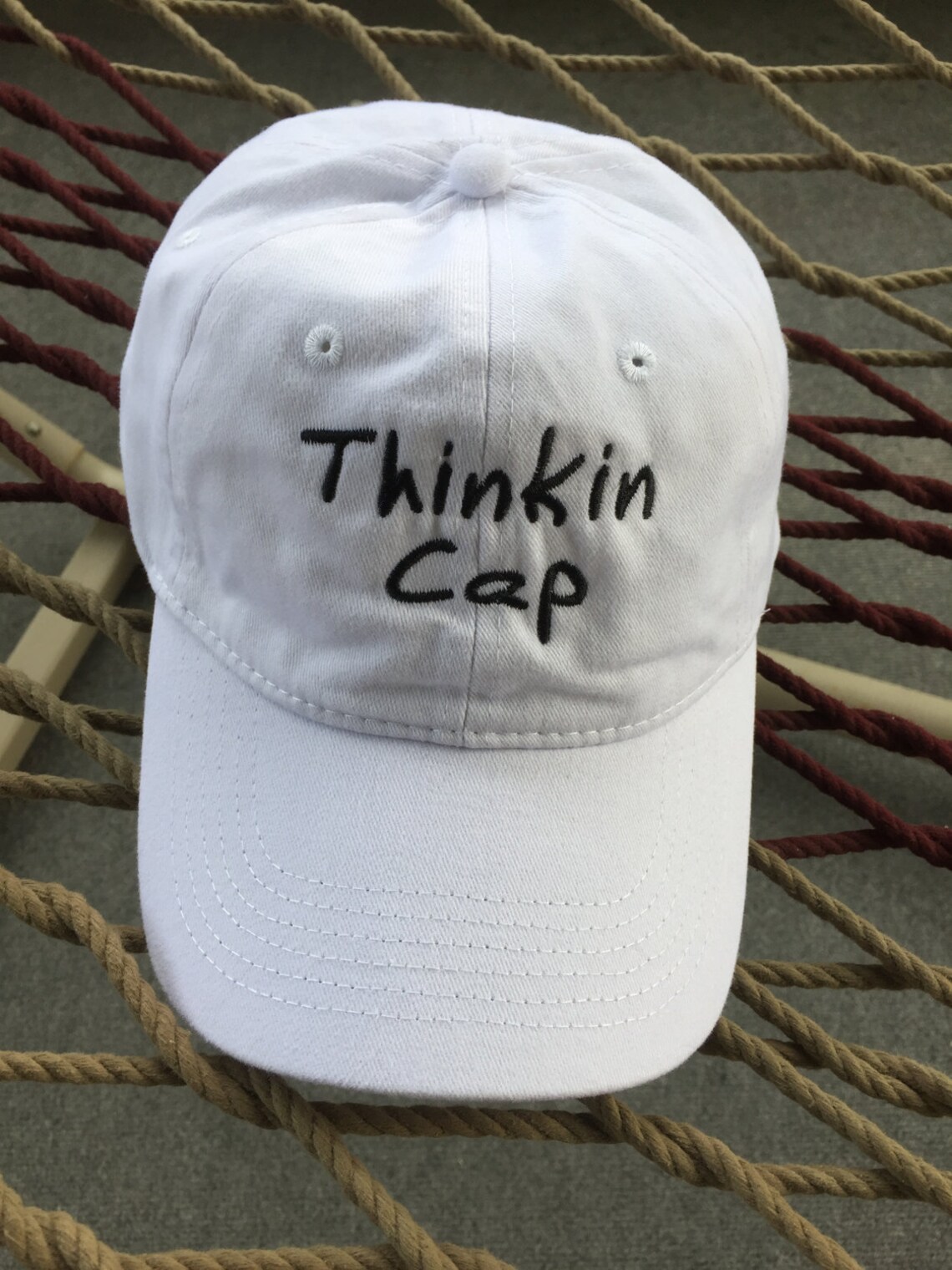 Thinkin Cap White With Black Lettering Reverses to Say | Etsy