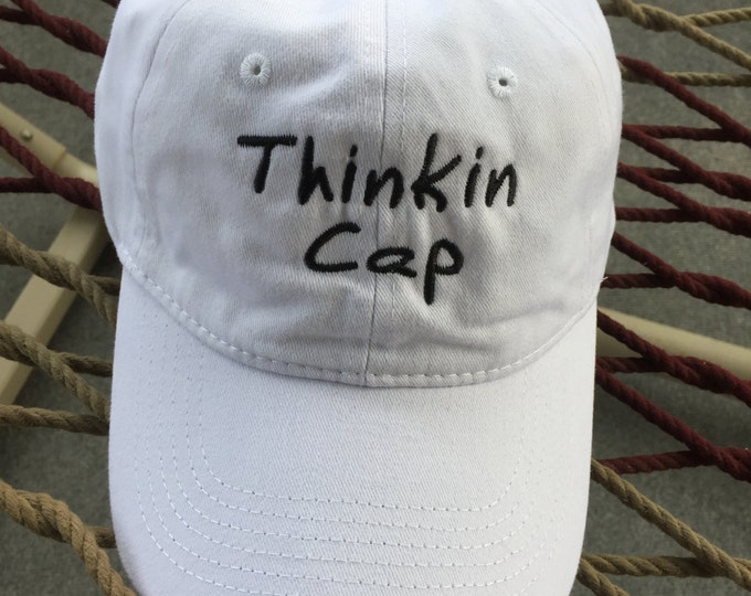 Thinkin Cap White With Black Lettering Reverses to Say - Etsy