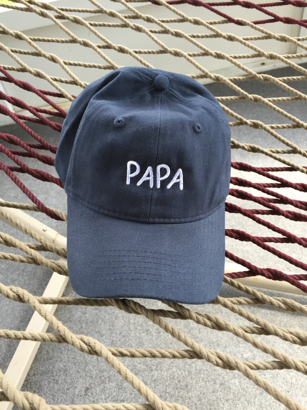 Papa Cap - Navy Blue With White Letters - Etsy