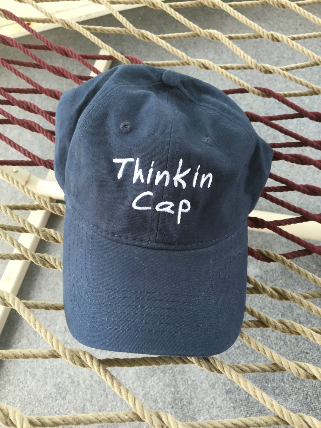 Thinkin Cap - Navy With White Letters - Reverses on the Back to Say ...