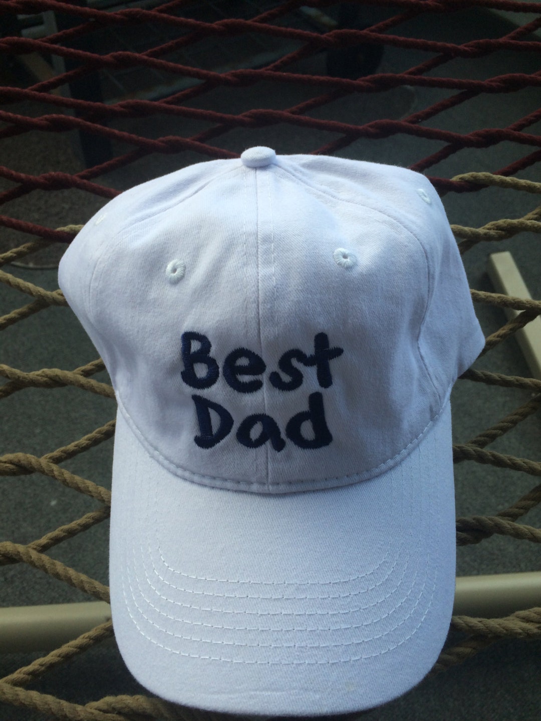 Best Dad Cap White W/ Navy Lettering - Etsy