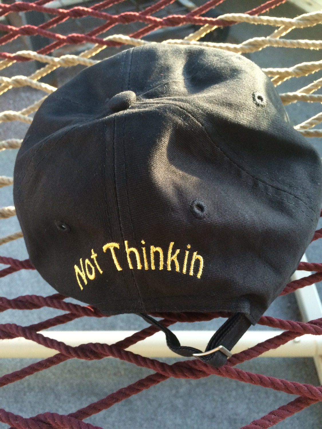 Thinkin Cap - Black W/gold Lettering - Reverses to Say "not Thinkin" on ...