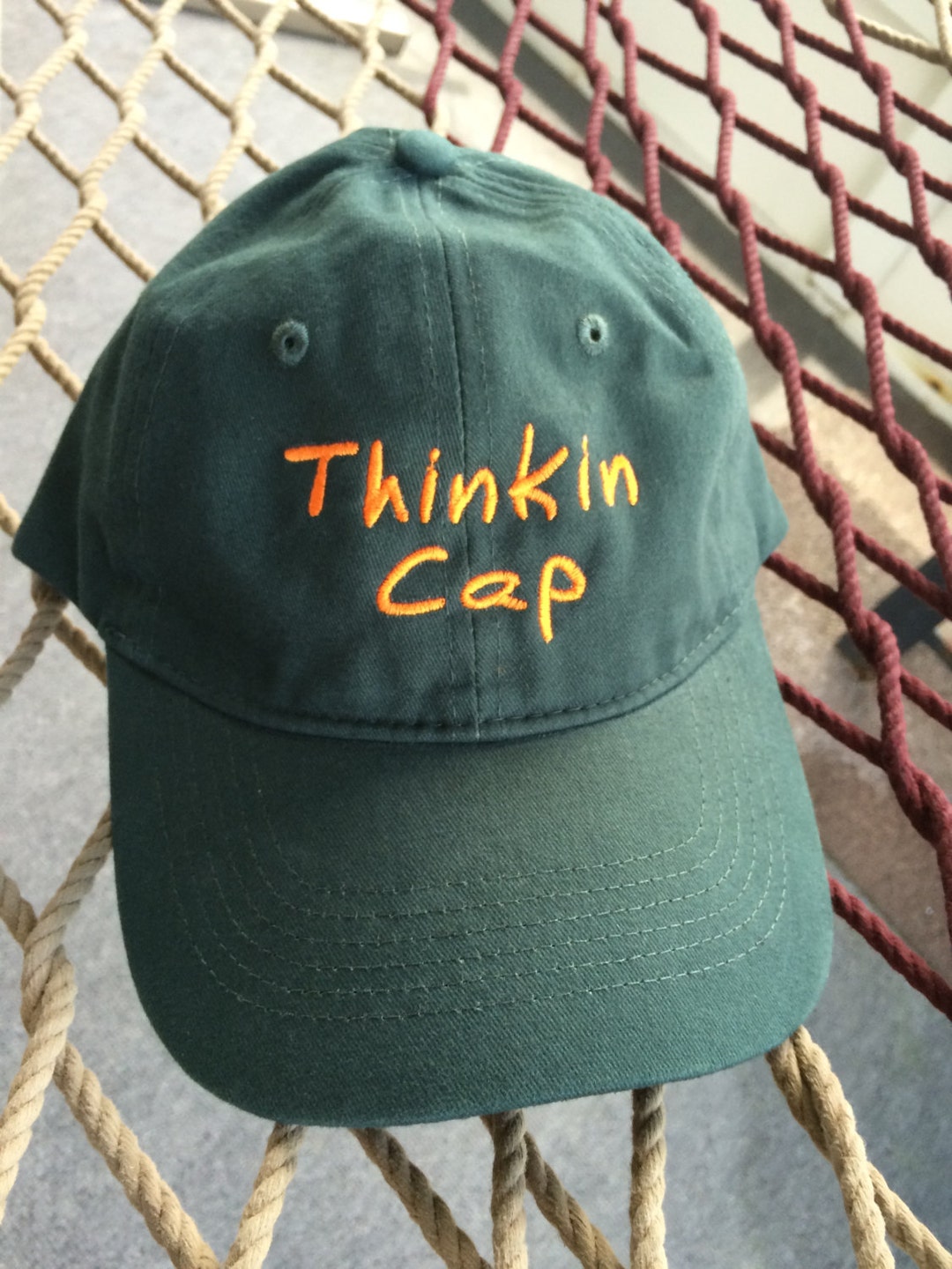 Thinkin Cap - Forest Green W/orange Lettering - Etsy