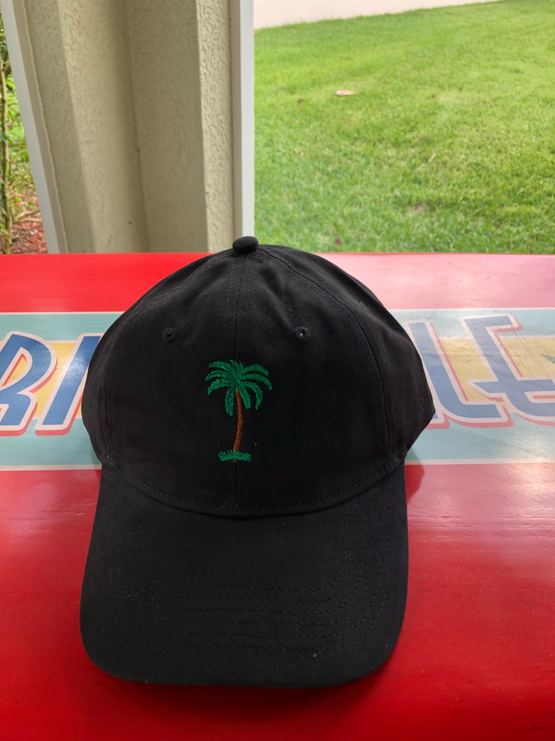Palm Tree Hat - Black - Metal Adjustable Buckle on the Back - Etsy