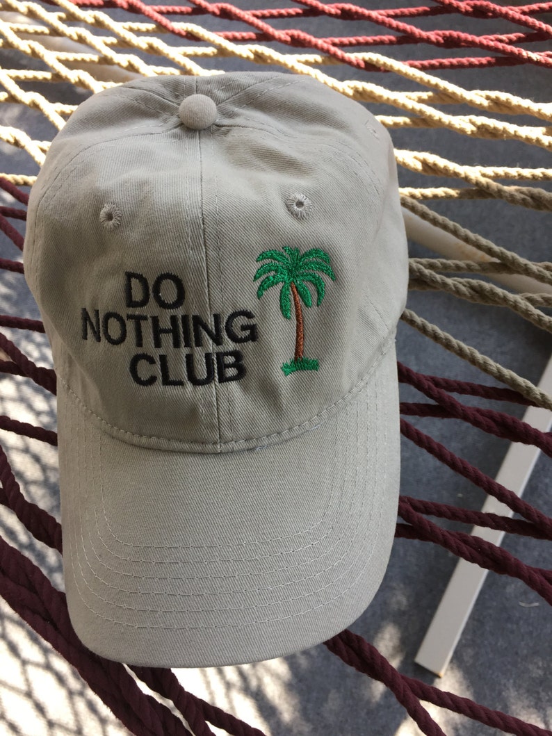 Do Nothing Club Hat Khaki With Black Letters | Etsy