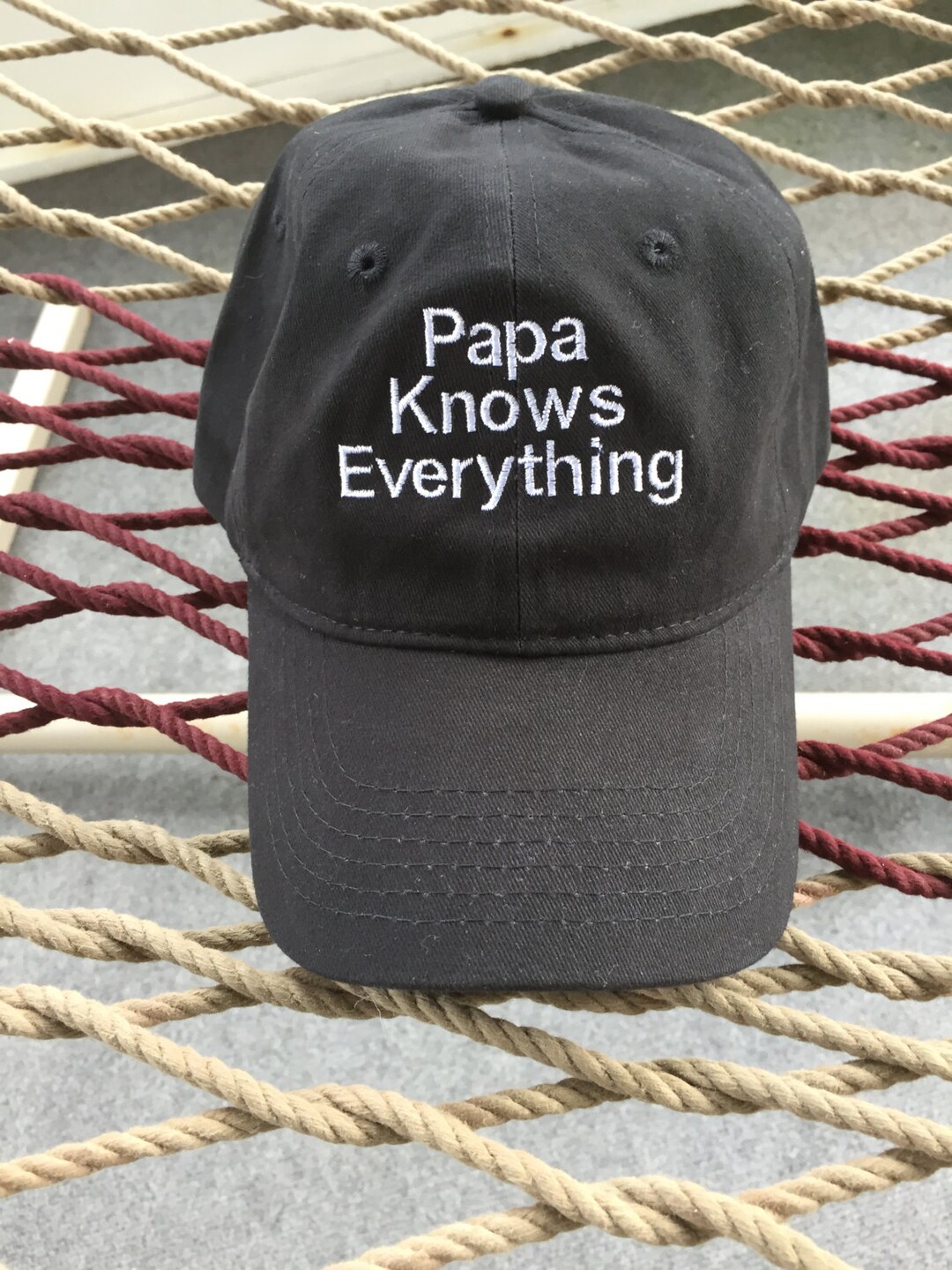 Papa Knows Everything Black Hat With White Letters - Etsy