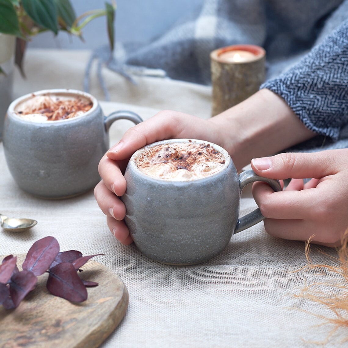 Ceramic Snug Mug - Misty Morning Glaze - Etsy UK