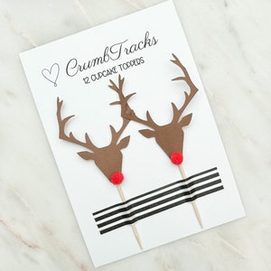Rudolf Red Nosed Reindeer Cupcake Toppers, Set of 12 | Christmas ...