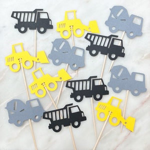 Construction Truck Cupcake Toppers, 12 | Construction Theme Party ...
