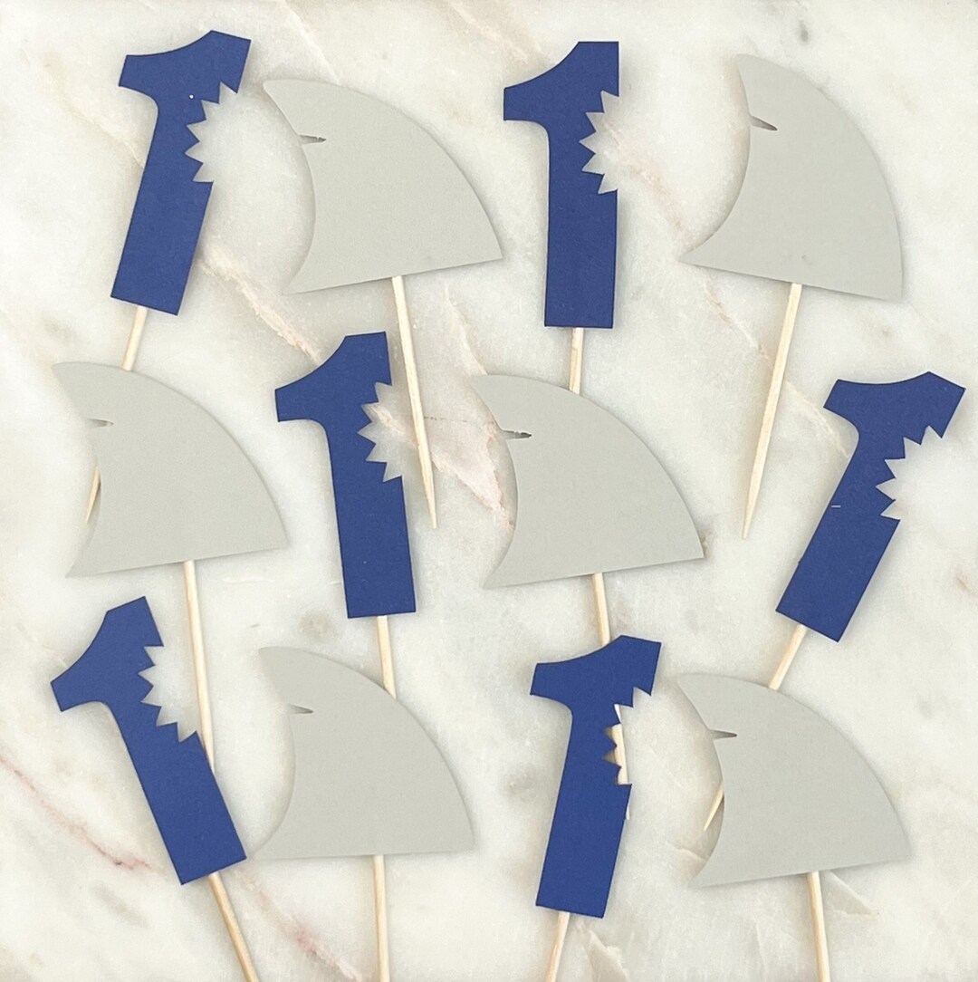 Shark Fin Cupcake Toppers: Shark Week Party Decorations - Set of 12 - Etsy