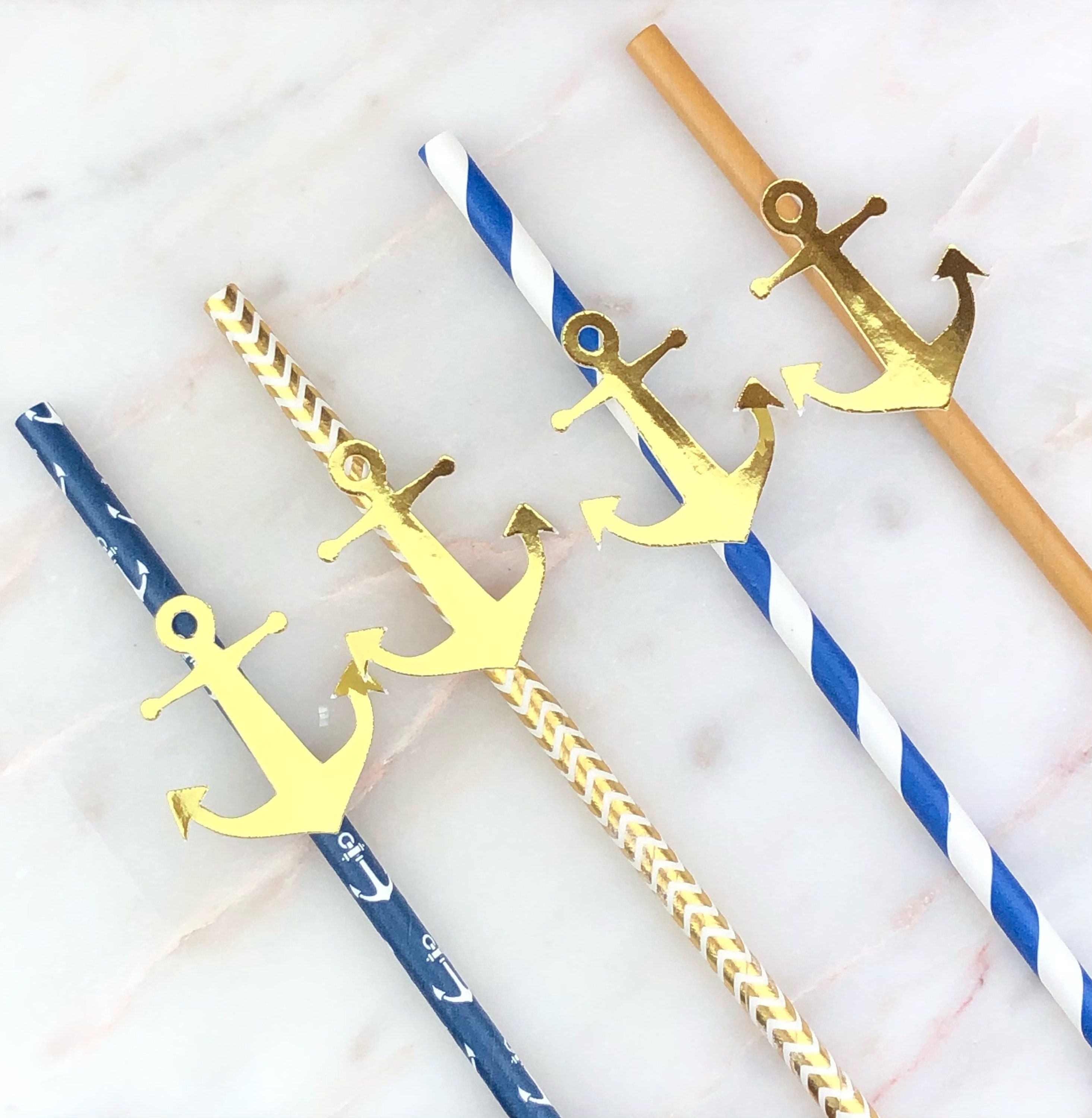 Anchor Paper Party Straws 12 Beach Party Cocktails Anchor - Etsy