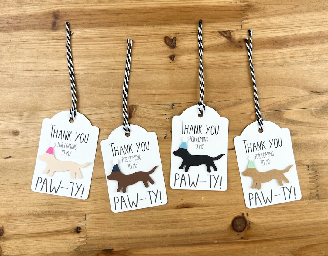 Puppy Dog Birthday Gift Tags, Set of 4 dog Party Treat Bags Goody Bag ...