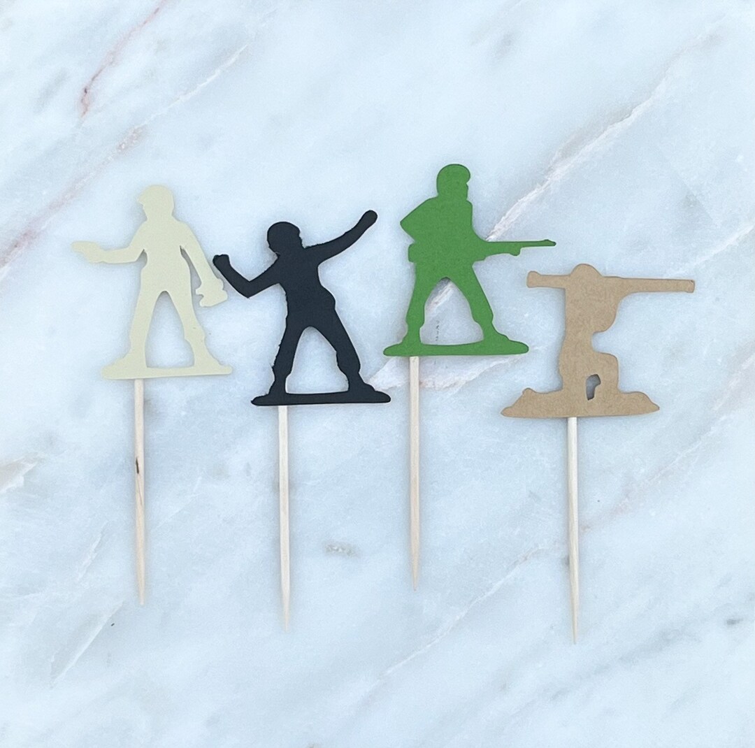 Army Men Cupcake Toppers, 12 | Army Theme Party | Army Cake Topper ...
