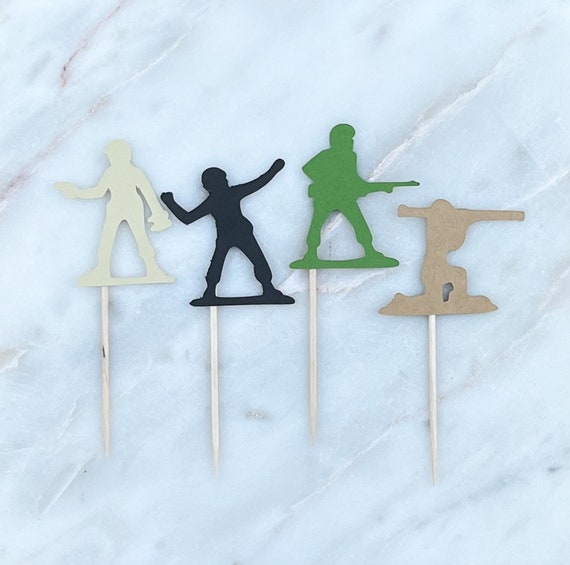 Army Men Cupcake Toppers 12 Army Theme Party Army Cake | Etsy