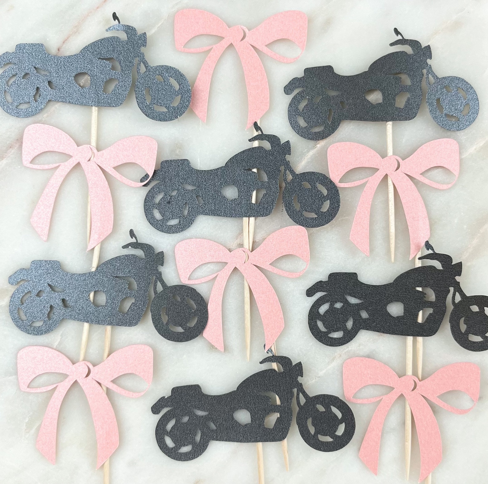 Motorcycle or Bow Gender Reveal Cupcake Toppers: Bikes or Bows - Set of ...