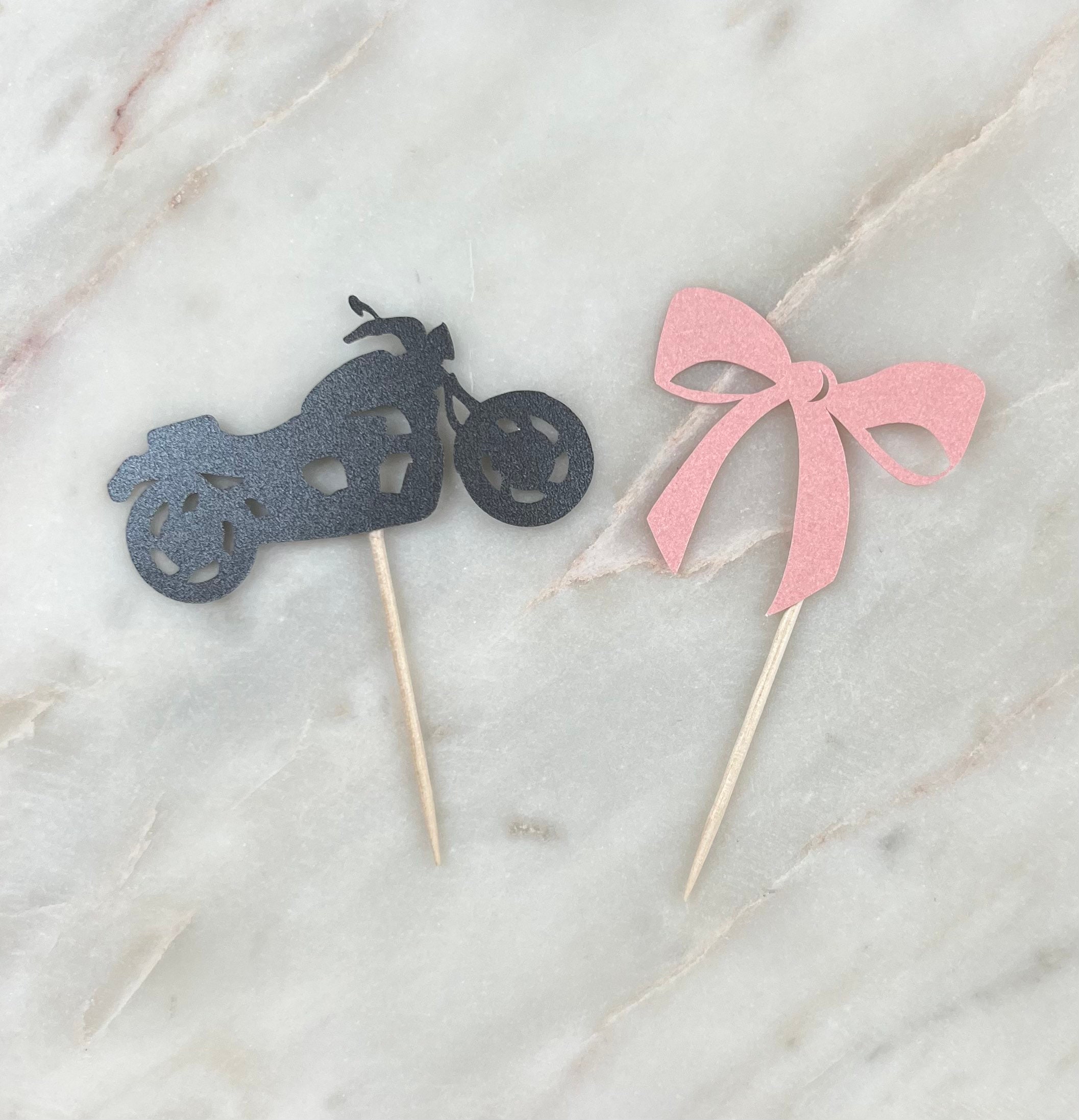 Motorcycle or Bow Gender Reveal Cupcake Toppers: Bikes or Bows - Set of ...