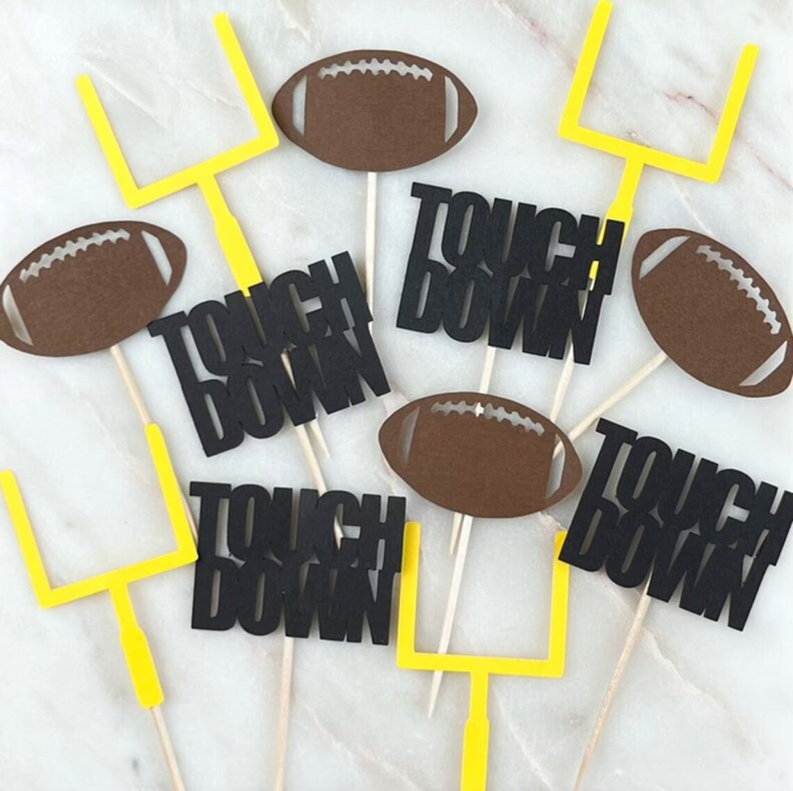 Football Cupcake Toppers 12 Flag Football Party Super - Etsy