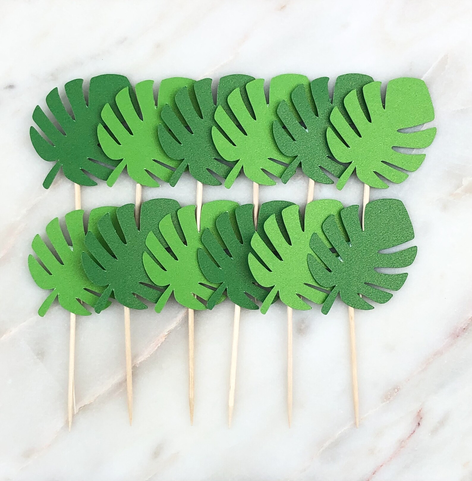 Palm Leaf Cupcake Toppers 12 Palm Leaf Toothpicks Shake | Etsy