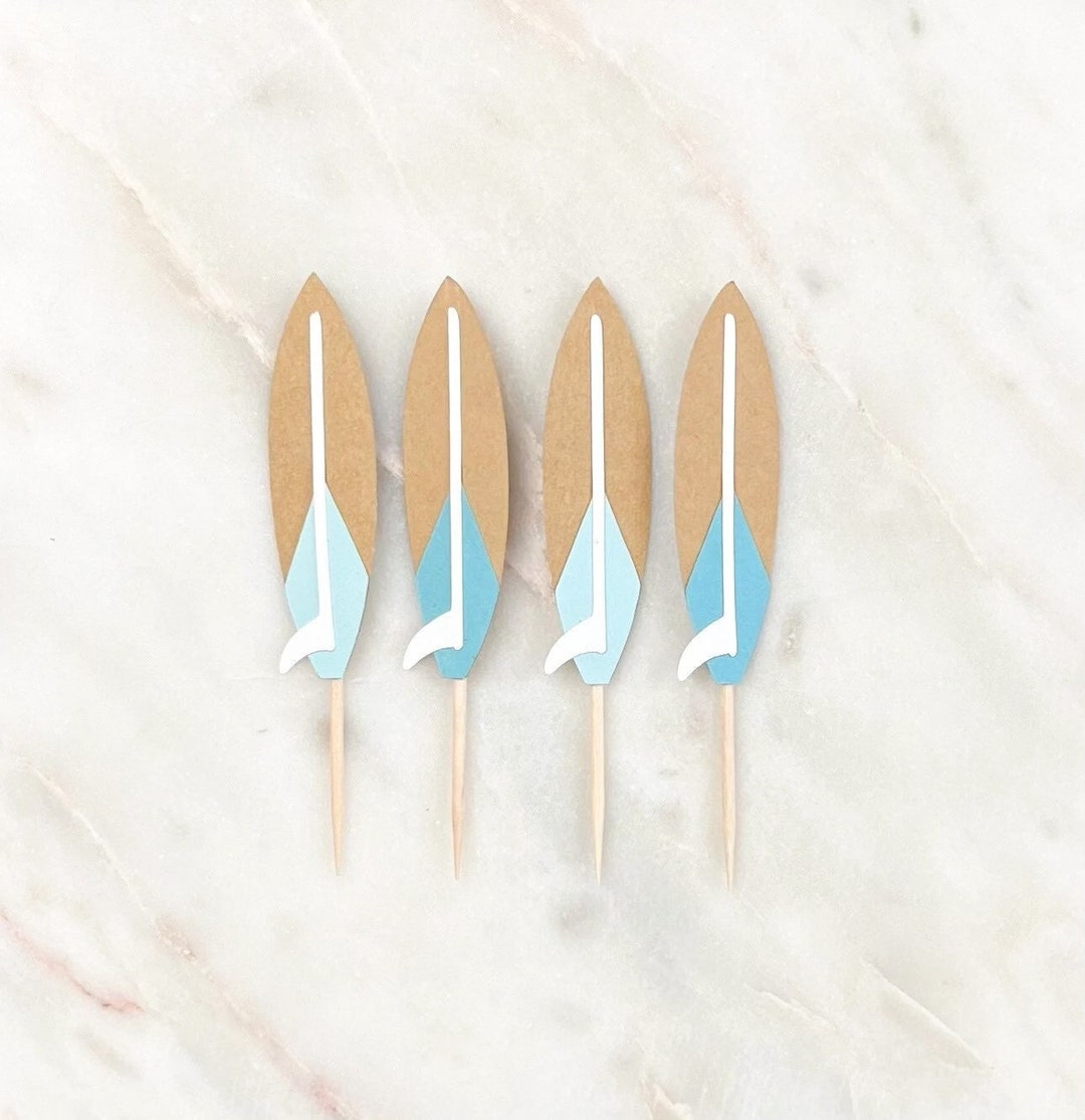 Surfboard Cupcake Toppers: Luau, Beach, Summer Party Decorations - Set ...