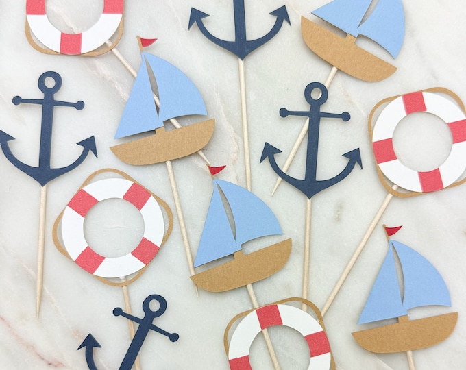 Photo Cupcake Toppers birthday Hat Design Digital File Nautical, Sailor ...