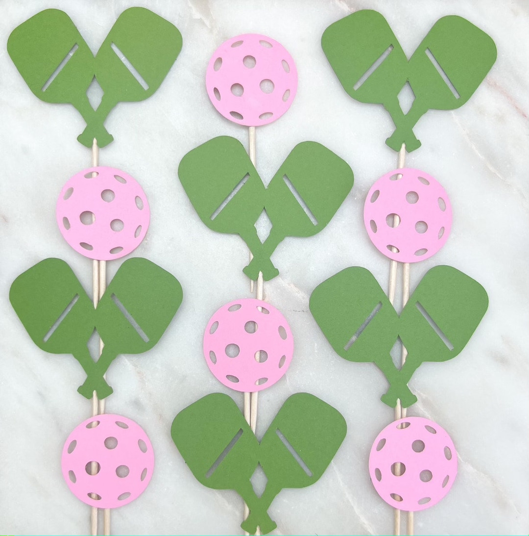 Pickleball Cupcake Toppers, Set of 12 Pickleball Party Pickle Ball Team ...