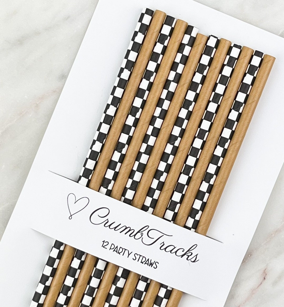 Checkered Paper Party Straws (set of 12) - Etsy