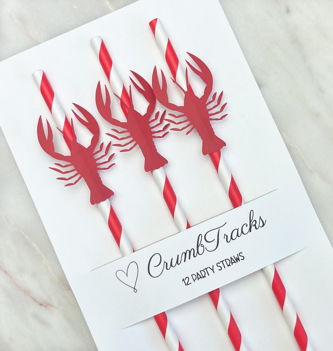 Crawfish Paper Party Straws: Cajun Boil Decor - Set of 12 - Etsy