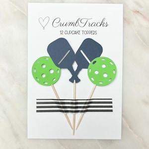 Pickleball Cupcake Toppers, Set of 12 | Pickleball Party | Pickle Ball ...