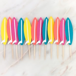 Surfboard Cupcake Toppers, 12 | Luau | Surf Party | Pool Party | Beach ...