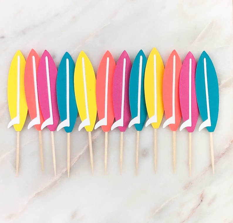 Surfboard Cupcake Toppers: Luau, Beach, Summer Birthday Party ...
