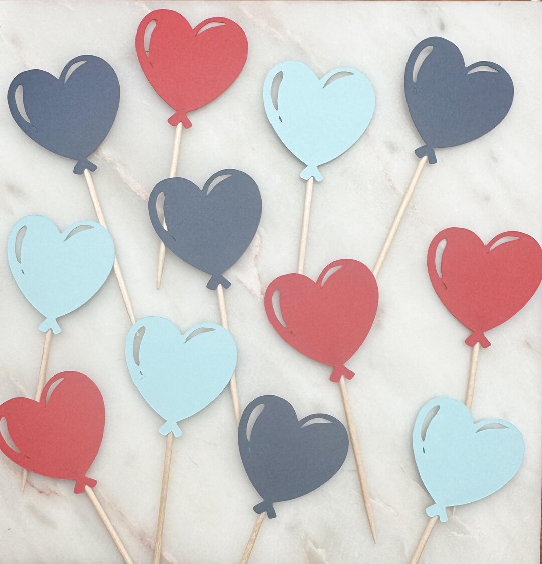 Heart Balloon Cupcake Toppers: Little Heartbreaker Sweetheart Boy ...
