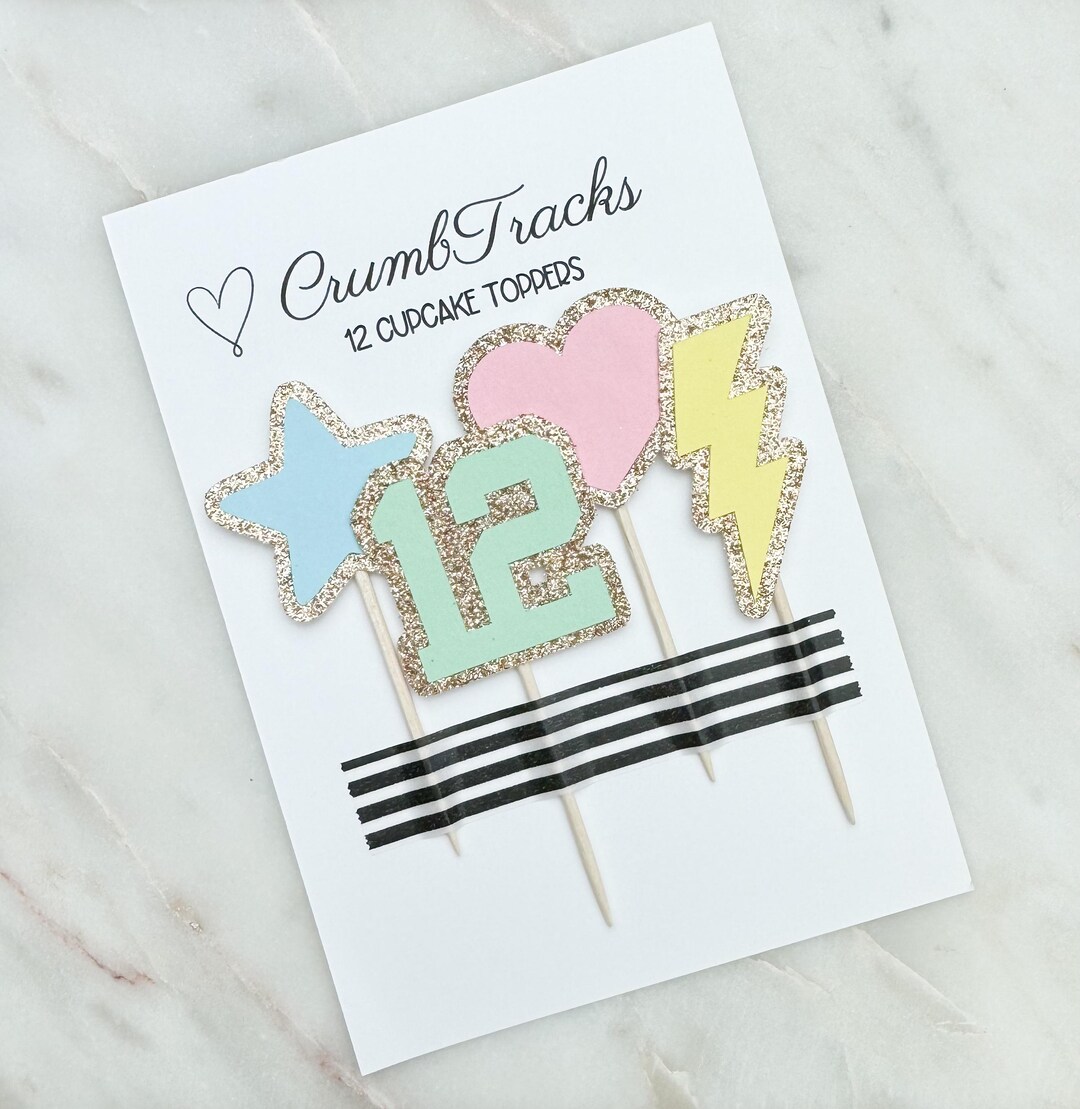 Varsity Patch Birthday Cupcake Toppers: Custom Age, Stoney Clover Lane ...
