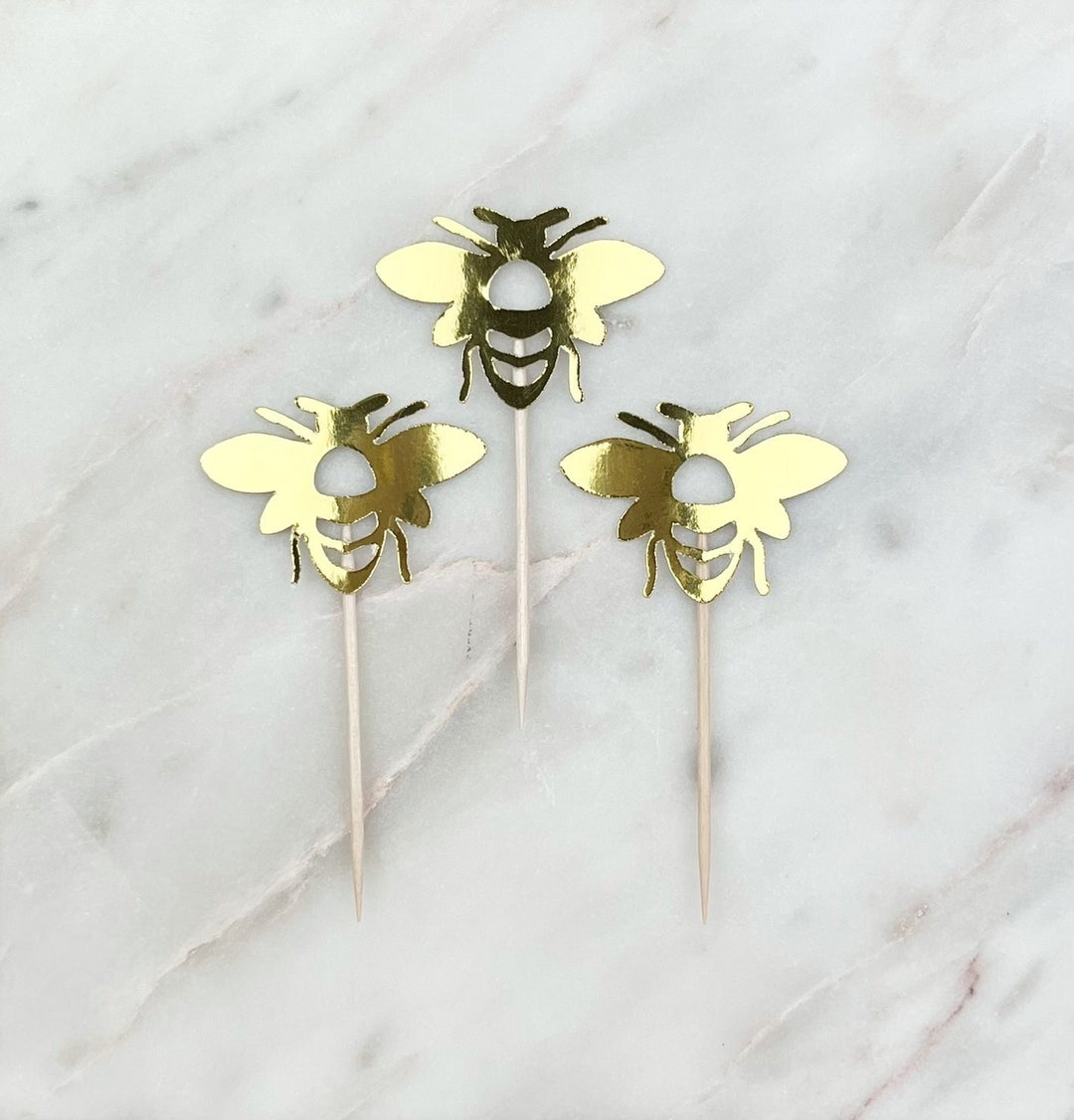 Gold Bee Cupcake Toppers: Baby Shower Decorations - Set of 12 - Etsy
