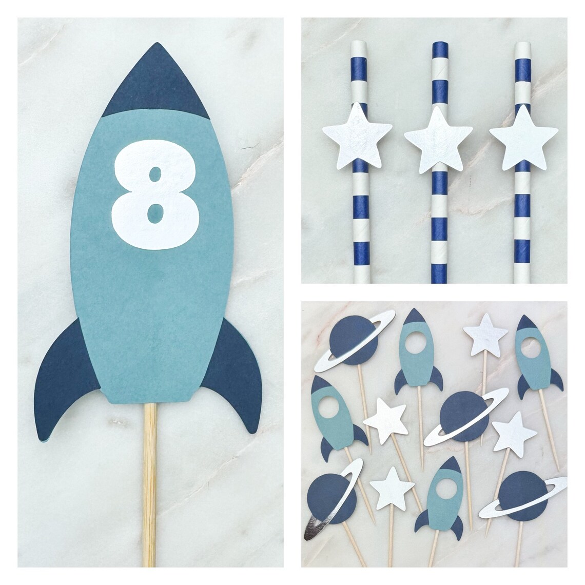 Space Cupcake Toppers: Rocket, Planet, Star Party Decor - Set of 12 - Etsy