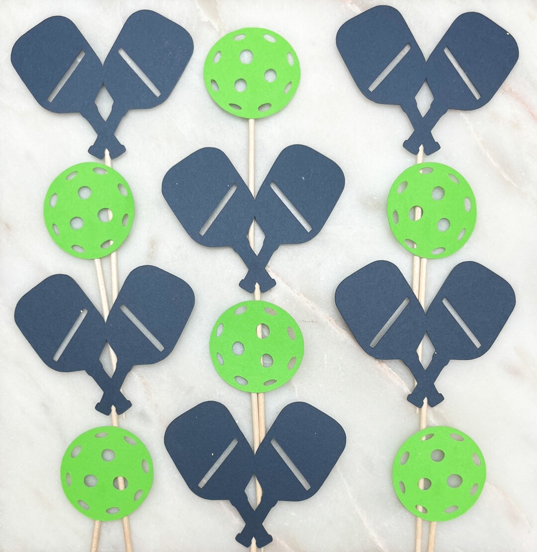 Pickleball Cupcake Toppers, Set of 12 | Pickleball Party | Pickle Ball ...