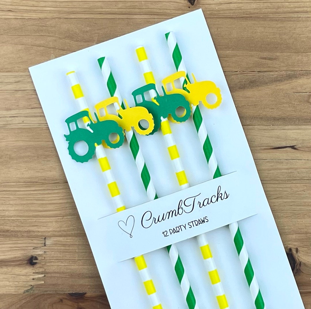 Tractor Paper Party Straws, 12 | Tractor Party Decor | Tractor Birthday ...