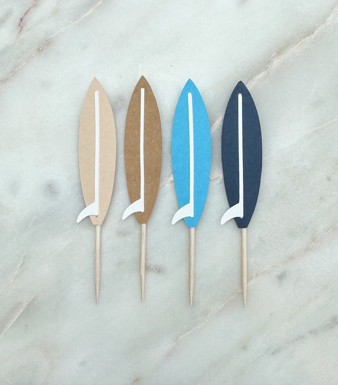Surfboard Cupcake Toppers Blue Surf Party Decorations Pool Party Beach ...