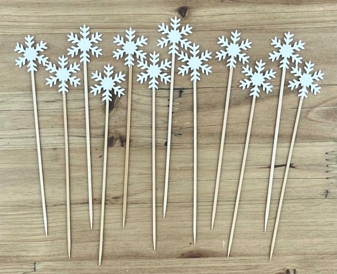 Snowflake Cocktail Toothpicks - Christmas Appetizer Sticks - Set of 12 ...