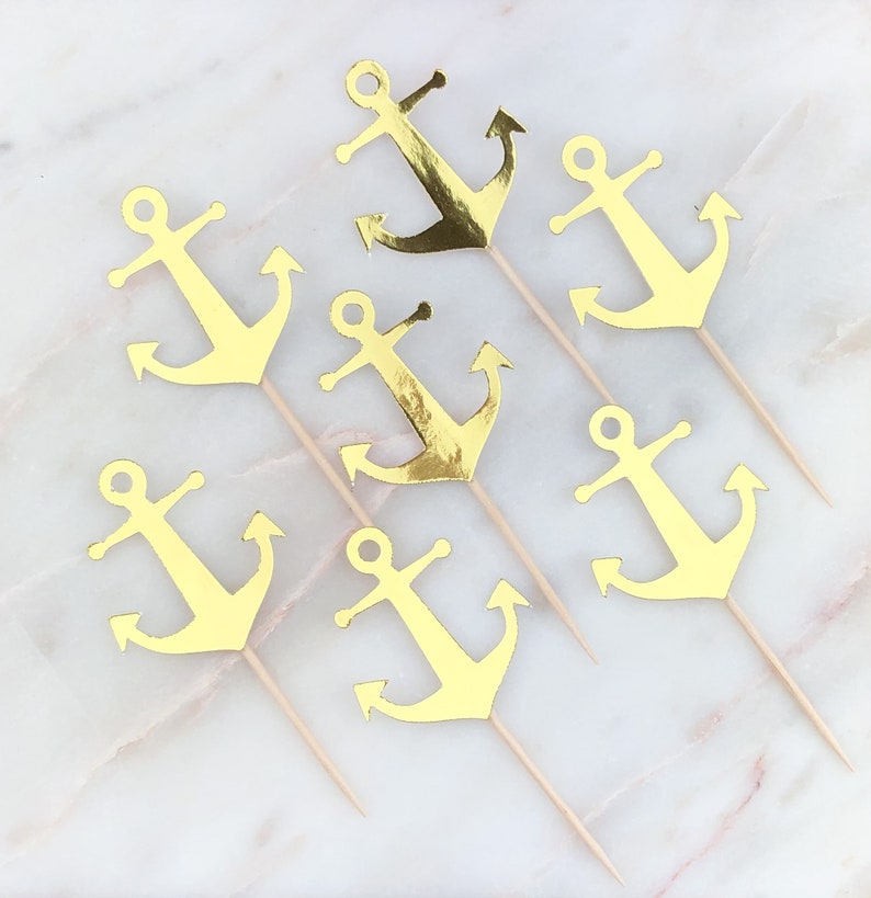 Anchor Cupcake Toppers 12 Nautical Party Decor Boat - Etsy