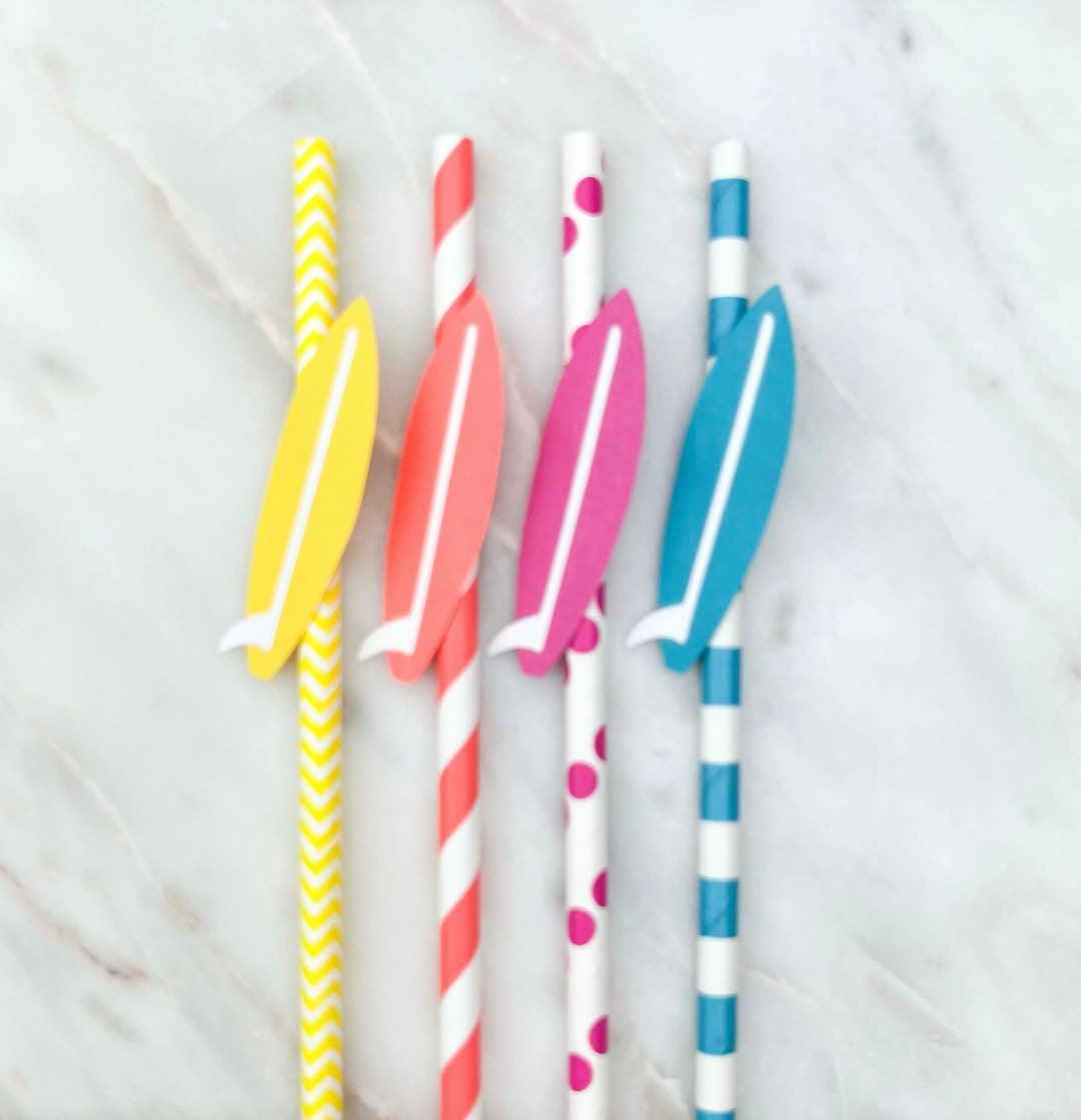 Surfboard Paper Straws: Luau Pool Beach Party Decor - Etsy