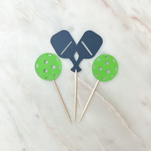 Pickleball Cupcake Toppers, Set of 12 | Pickleball Party | Pickle Ball ...