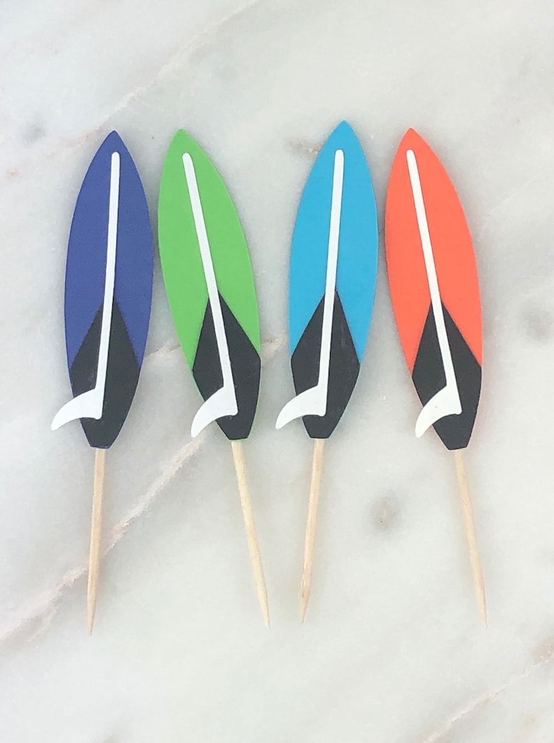 Surfboard Cupcake Toppers 12 Luau Surf Party Pool Party - Etsy