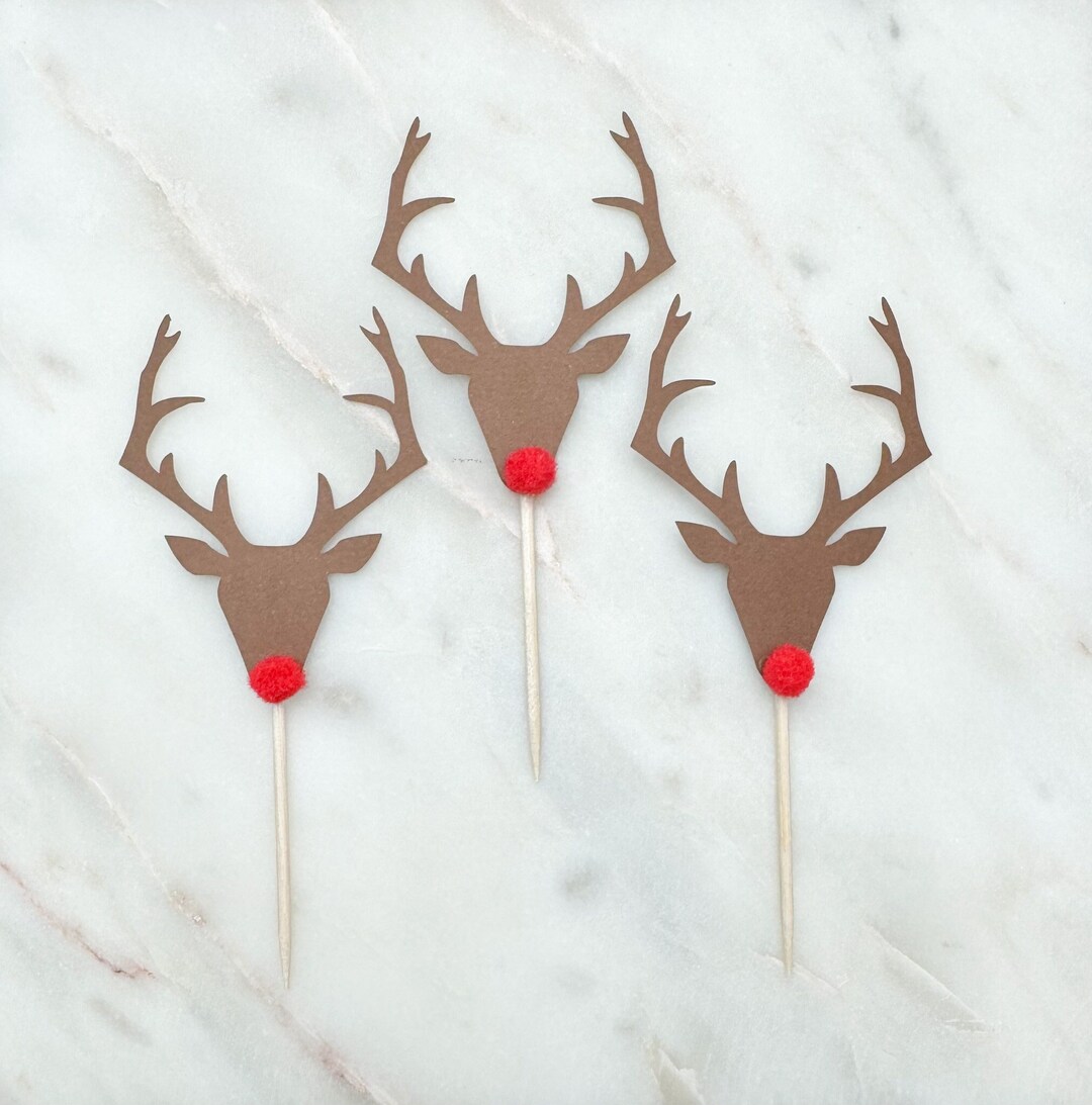 Rudolf Red Nosed Reindeer Cupcake Toppers, Set of 12 | Christmas ...