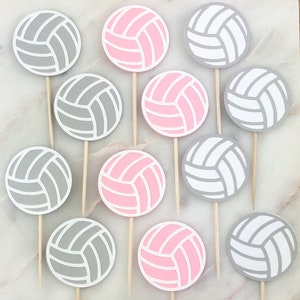 Volleyball Cupcake Toppers, 12 | Volleyball Toothpicks | Volleyball ...